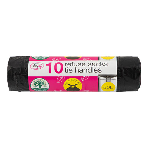 Tidy Z Bin Bags Tie Handles 10 Pack 50 L - FabFinds