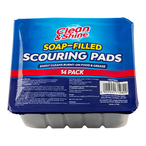 Clean & Shine Soap-Filled Scouring Pads 14 Pack - FabFinds