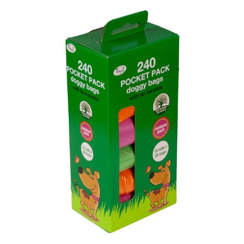 Tidy Z Pocket Pack Doggy Bags Assorted Colours 240 Pk - FabFinds