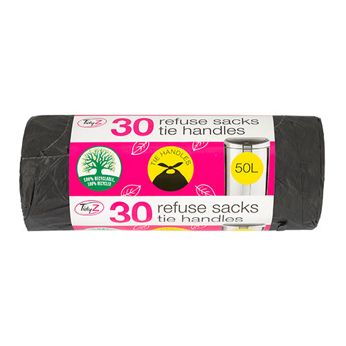 Tidy Z Bin Bags With Tie Handles 30 Pack 50L - FabFinds