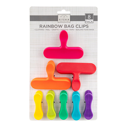 Woolf & Baker Rainbow Bag Clips 8 Pack - FabFinds