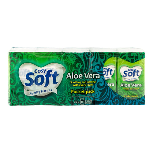 Cosy Soft Aloe Vera Pocket Pack Tissues x 10 - FabFinds