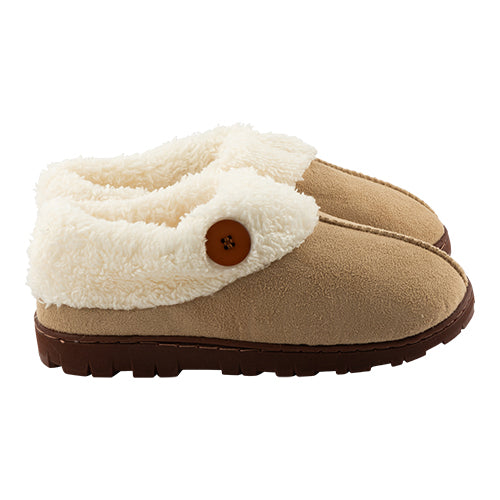 Love To Laze Ladies Faux Fur Button Slippers Assorted Sizes/Colours ...