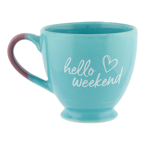 Blue Hello Weekend Footed Mug - FabFinds