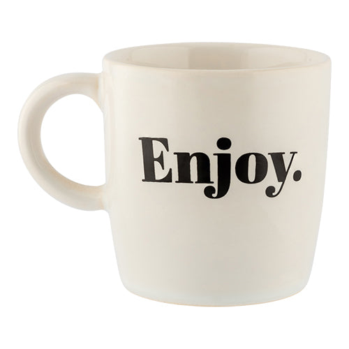 Black & White Enjoy Slogan Mug - FabFinds
