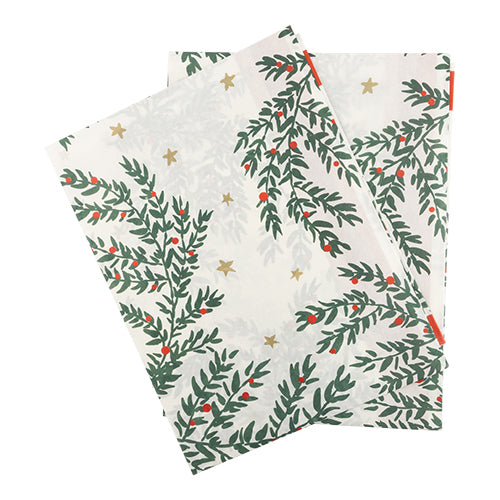 Holly & Gold Stars Christmas Paper Tablecloth 2 Pack - FabFinds
