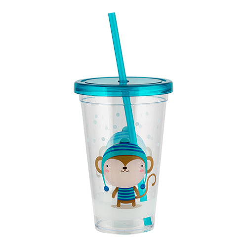 Kids Christmas Monkey Drinking Cup With Straw - FabFinds
