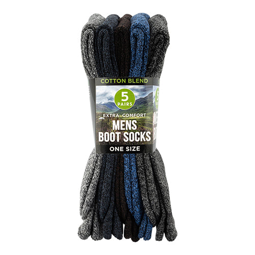 Men's Cotton Blend Boot Socks One Size 5 pack- FabFinds