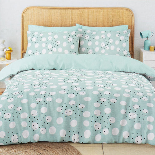 Life From Coloroll Blue & White Spot Printed Duvet Set Double - FabFinds
