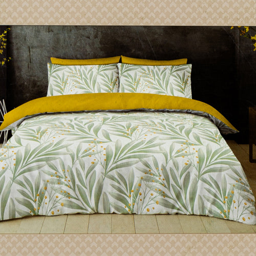Life From Coloroll Super Soft Green Leaf Print Duvet Set King - FabFinds