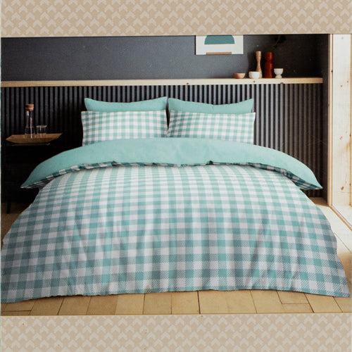 Life From Coloroll Super Soft Blue Check Printed Duvet Set King - FabFinds