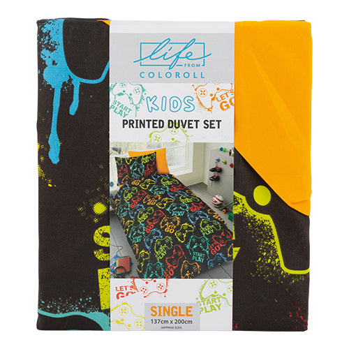 Life From Coloroll Kids Gaming Print Duvet Set Single - FabFinds