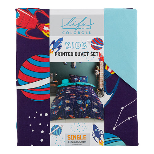 Life From Coloroll Kids Space Printed Duvet Set Single - FabFinds