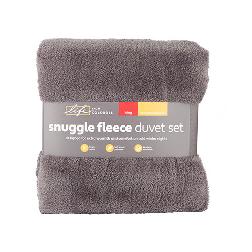 Life By Coloroll Grey Snuggle Fleece Duvet Set Assorted Sizes - FabFinds