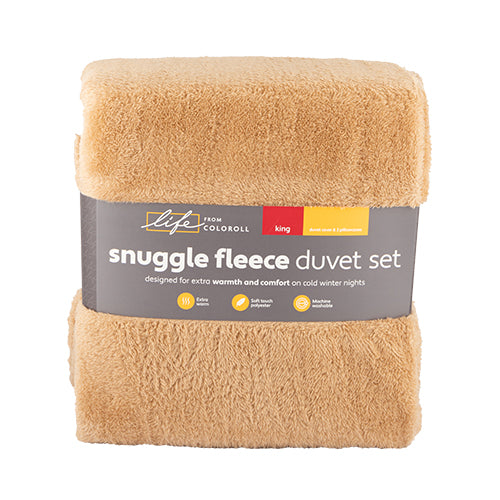 Life By Coloroll Natural Snuggle Fleece Duvet Set Assorted Sizes - FabFinds