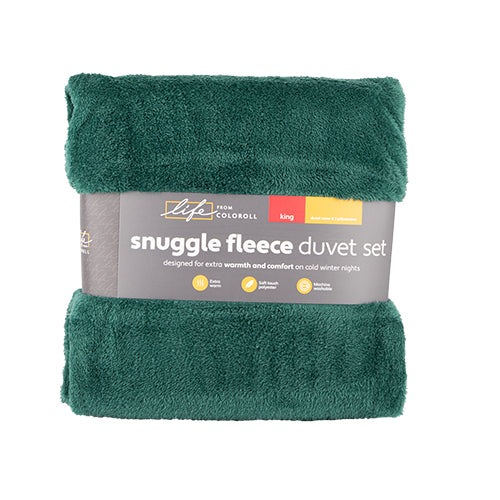 Life By Coloroll Green Snuggle Fleece Duvet Set Double - FabFinds