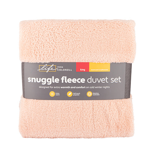 Life By Coloroll Snuggle Fleece Duvet Set Pink Double - FabFinds