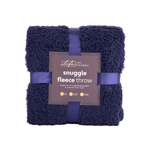 Life By Coloroll Navy Snuggle Fleece Throw 130cm x 180cm - FabFinds