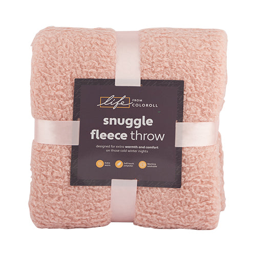 Life By Coloroll Pink Snuggle Fleece Throw 130cm x 180cm - FabFinds