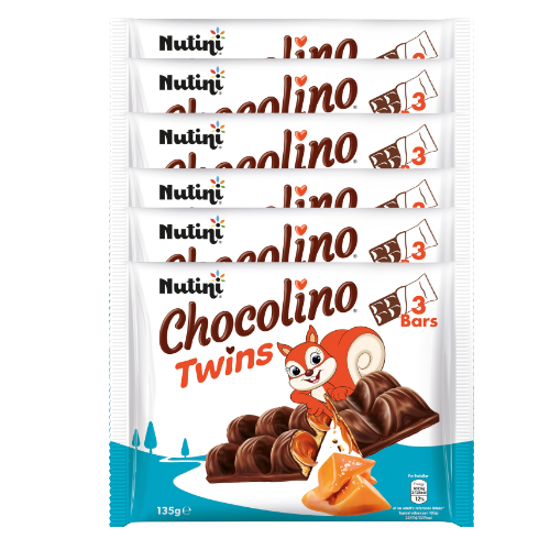 Nutini Chocolino Twins 3 Bars 135g | Creamy Chocolate Snack | FabFinds