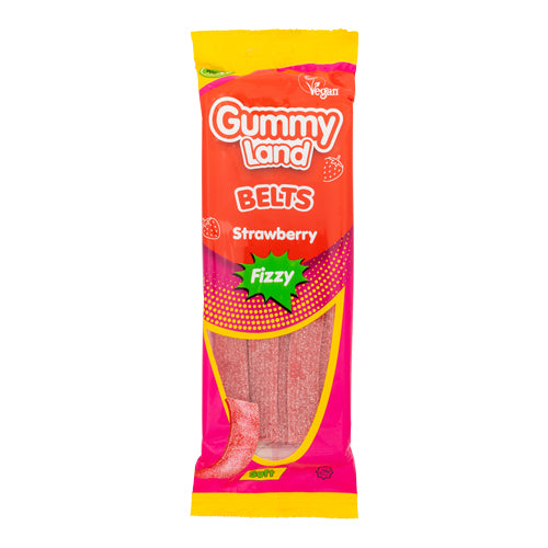 Gummy Land Strawberry Fizzy Belts 150g - FabFinds