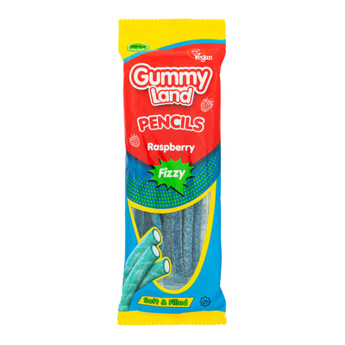 Gummy Land Raspberry Fizzy Pencils 150g - FabFinds