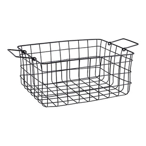 Black Wire Storage Basket with Handles 38cm - FabFinds