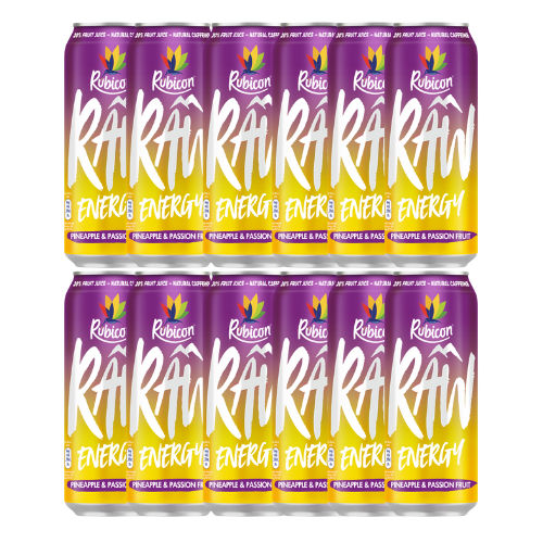 Rubicon RAW Energy Drink Pineapple & Passion Fruit 12 x 500ml FabFinds