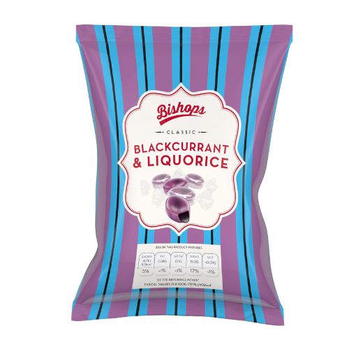 Bishops Blackcurrant & Liquorice Sweets 150g - FabFinds