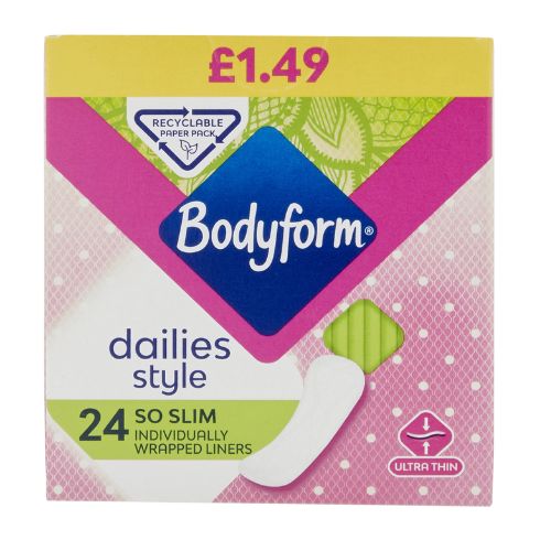 Bodyform Dailies Style So Slim Wrapped Liners 24 Pack - FabFinds