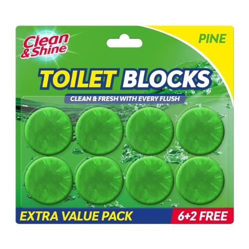 Clean & Shine Toilet Blocks Extra Value 8 Pack - FabFinds