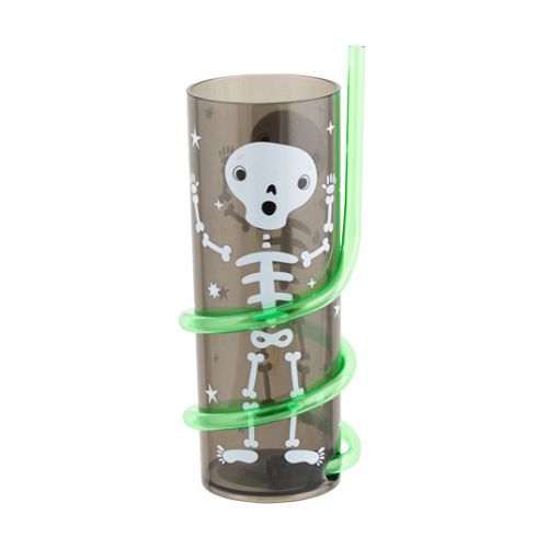 Halloween Green Curly Straw Skeleton Cup - FabFinds