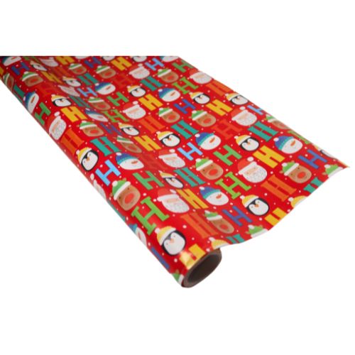 Ho Ho Ho Red Character Wrapping Paper 10m - FabFinds