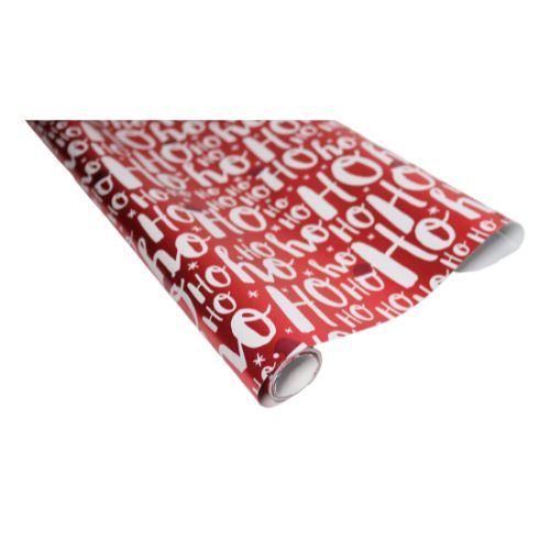Red Metallic Ho Ho Ho Wrapping Paper 3m - FabFinds