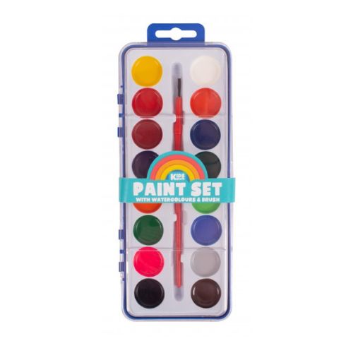 Kids Watercolour Paint Set With Brush 16 Pack - FabFinds