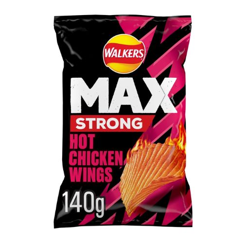 Walkers Max Strong Hot Chicken Wings Crisps 140g - FabFinds