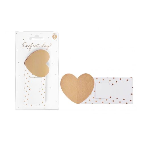 Perfect Day Gold Foil Card Heart Place Cards 6 Pack - FabFinds
