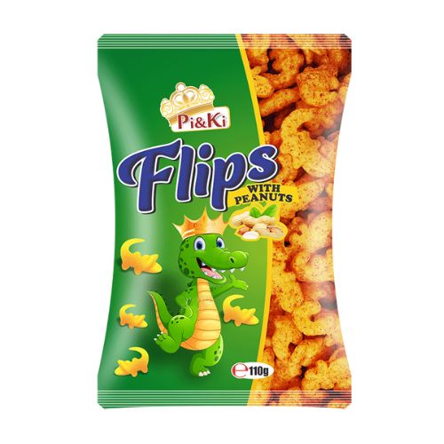 Pi & Ki Flips With Peanuts Crocodile Corn Snacks 60g - FabFinds