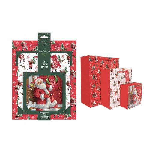 Christmas Eco Santa Gift Bags Pack Of 3 - FabFinds