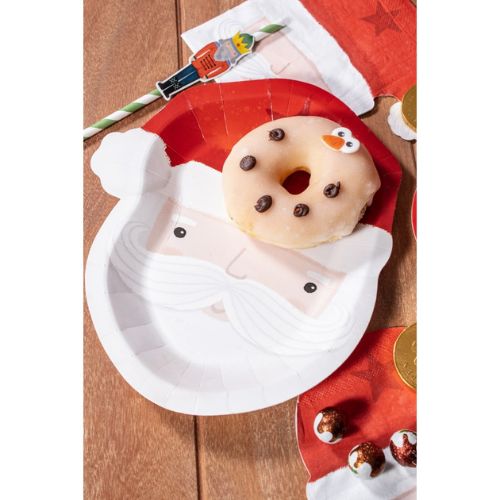 Santa Face Paper Plate Pack Of 6 23cm - FabFinds