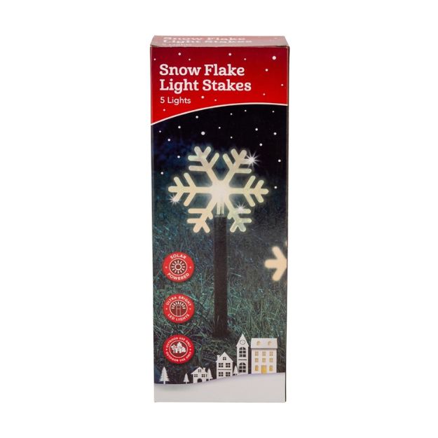 Snow Flake Light Solar Stakes 5 Lights - FabFinds