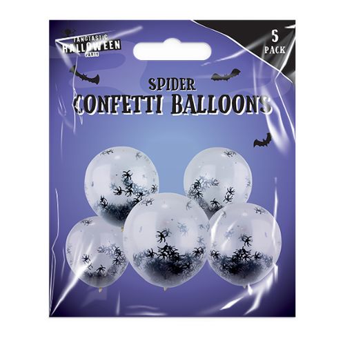 12" Spider Confetti Balloons 5pk - FabFinds