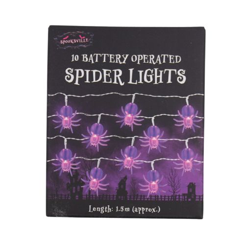 Spooksville Battery Powered Spider Lights 10 Pack 1.5m - FabFinds