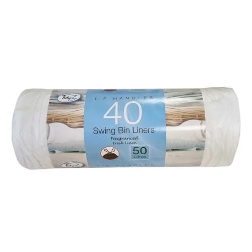 Tidy Z Tie Handles Swing Bin Liners Fresh Linen 40 PK 50L - FabFinds