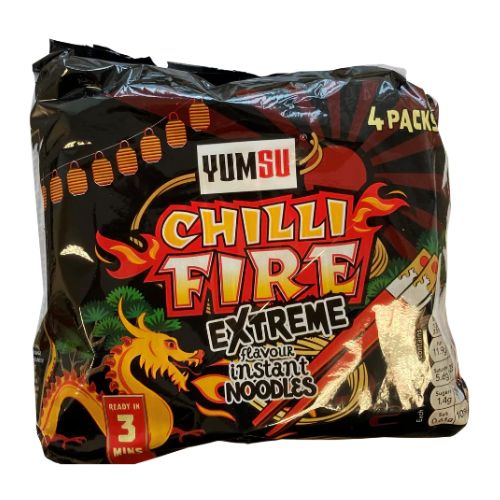 Yumsu Chilli Fire Extreme Flavour Instant Noodles 4 Pack - FabFinds