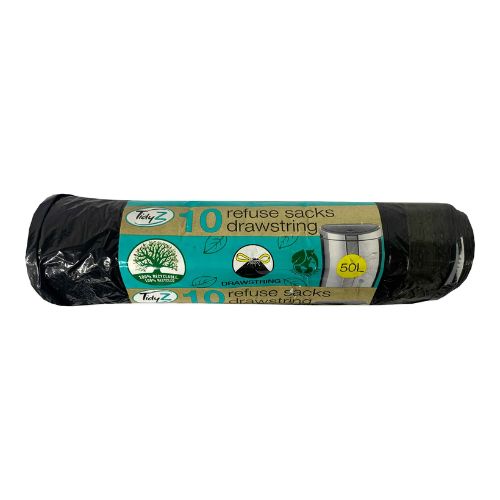 Tidy Z Drawstring Bin Bags 10Pk 50L | FabFinds