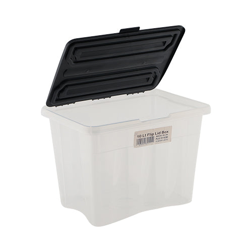Clear Flip Lid Storage Box 10 Litre - FabFinds
