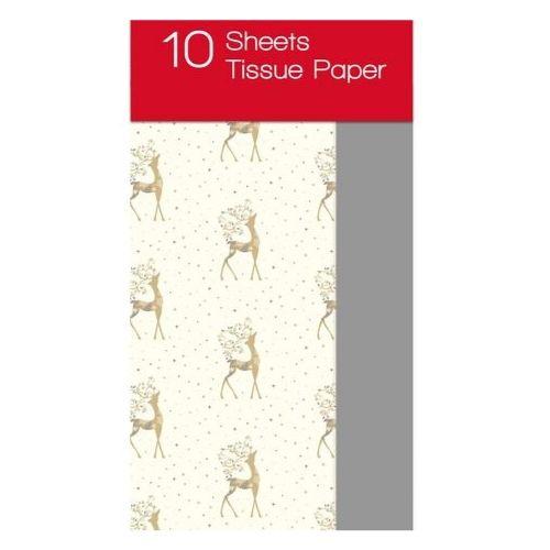 Buy 10 Pack Christmas Tissue Paper Golden Stag Print- FabFinds