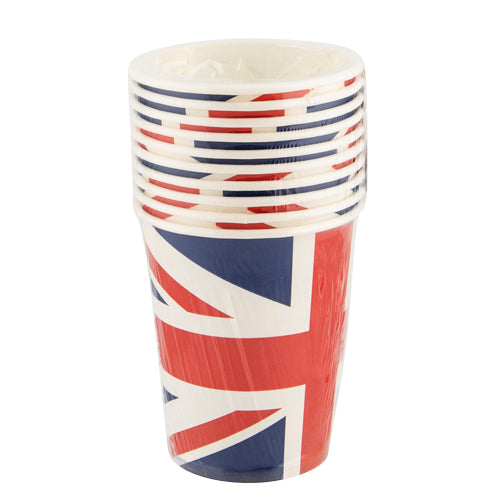 Union Jack Paper Cups 10 Pack 240ml - FabFinds