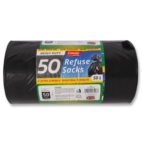 Heavy Duty Bin Bags 50 Pk 50L | FabFinds